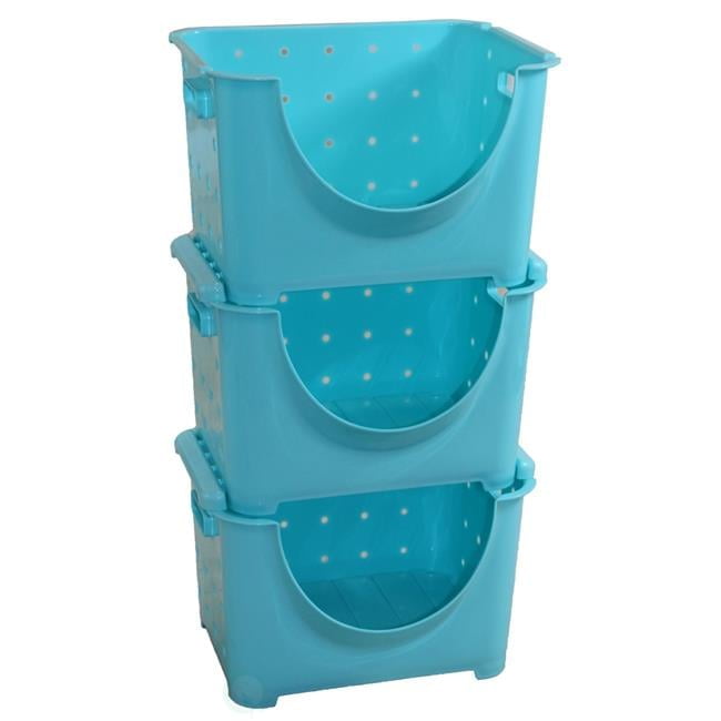 Stackable Plastic Storage Container, Blue - Set of 3 - Walmart.com