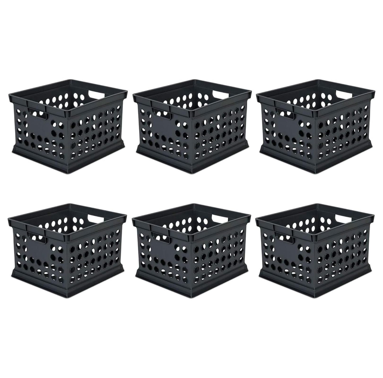 Stackable Plastic Storage Crate Bin Organizer File Box with Handles for ...