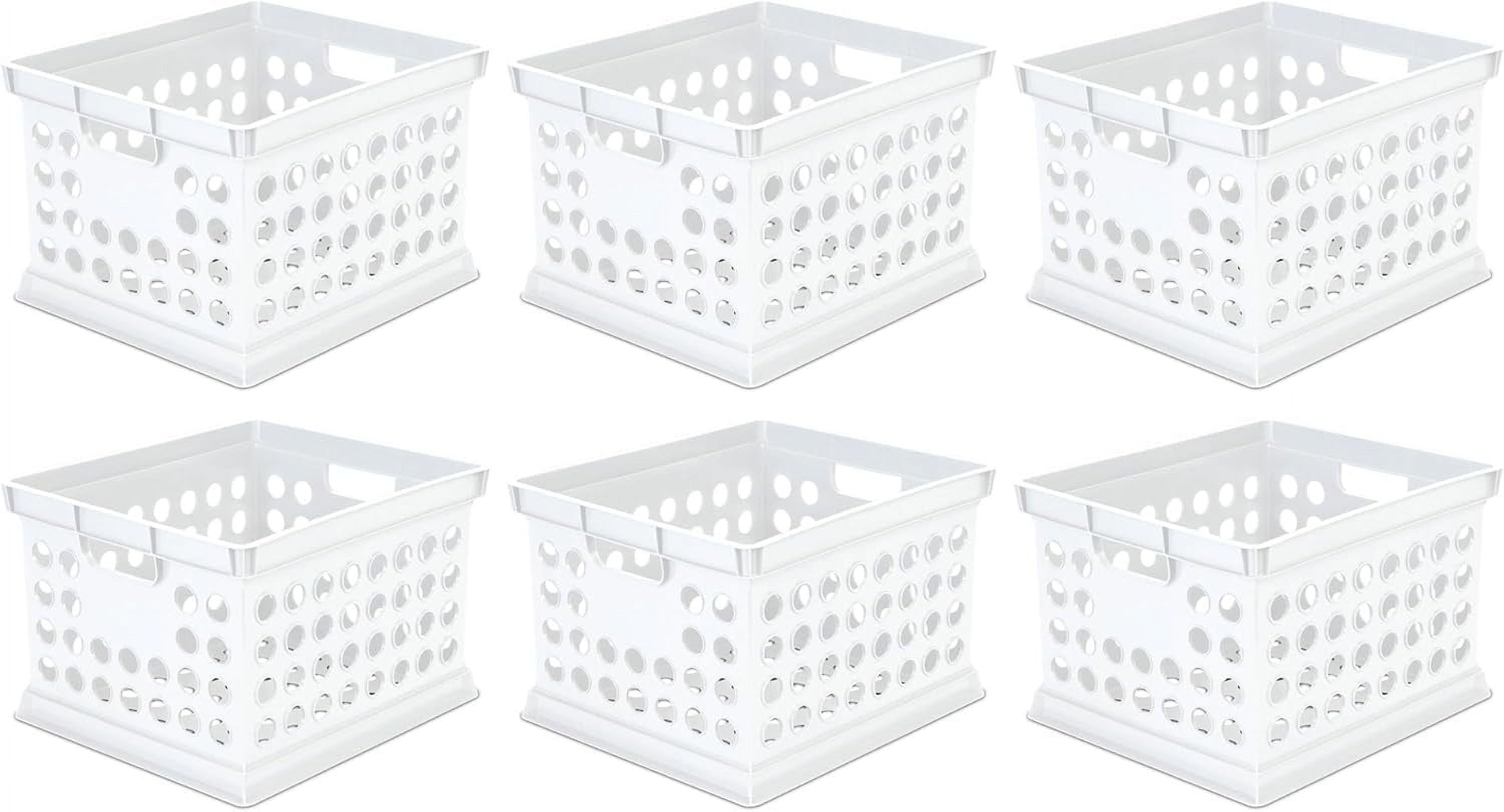 Stackable Plastic Storage Crate Bin Organizer File Box with Handles for ...