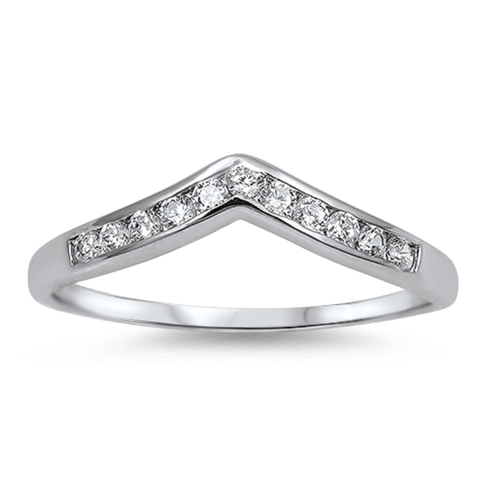 Stackable Pointed Tiara Cubic Zirconia Ring Sterling Silver 925 ...