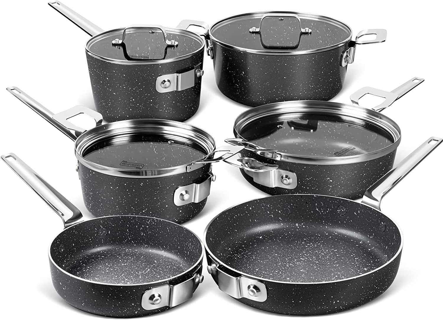 Stackable Pots and Pans Set Non Stick, 10 Piece Nonstick Cookware Set ...