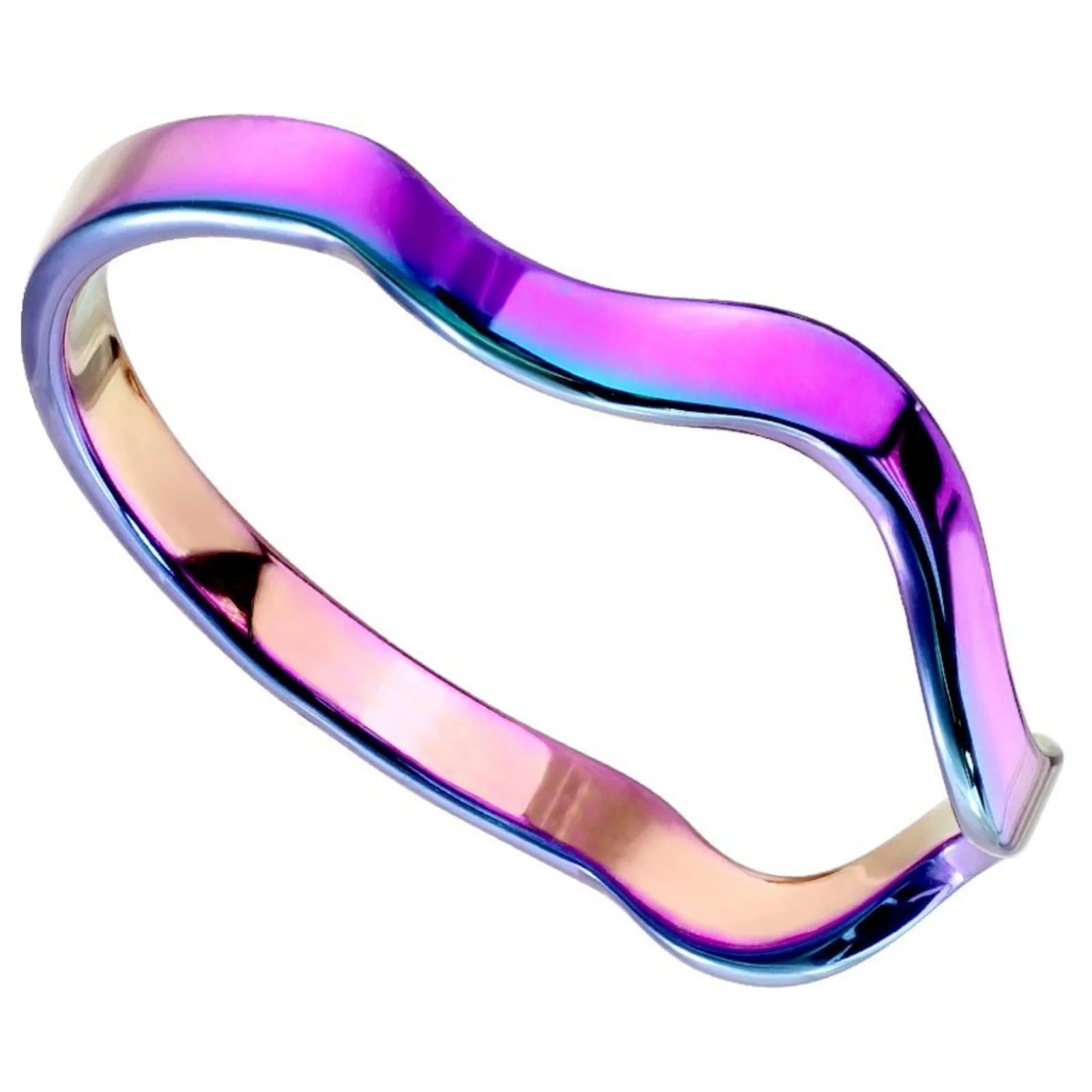 Stackable Rainbow Color Stainless Steel Elemental Wave Ring - Walmart.com