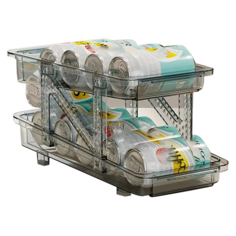 Stackable Refrigerator Can Organizer - Clear Plastic Beverage Dispenser ...