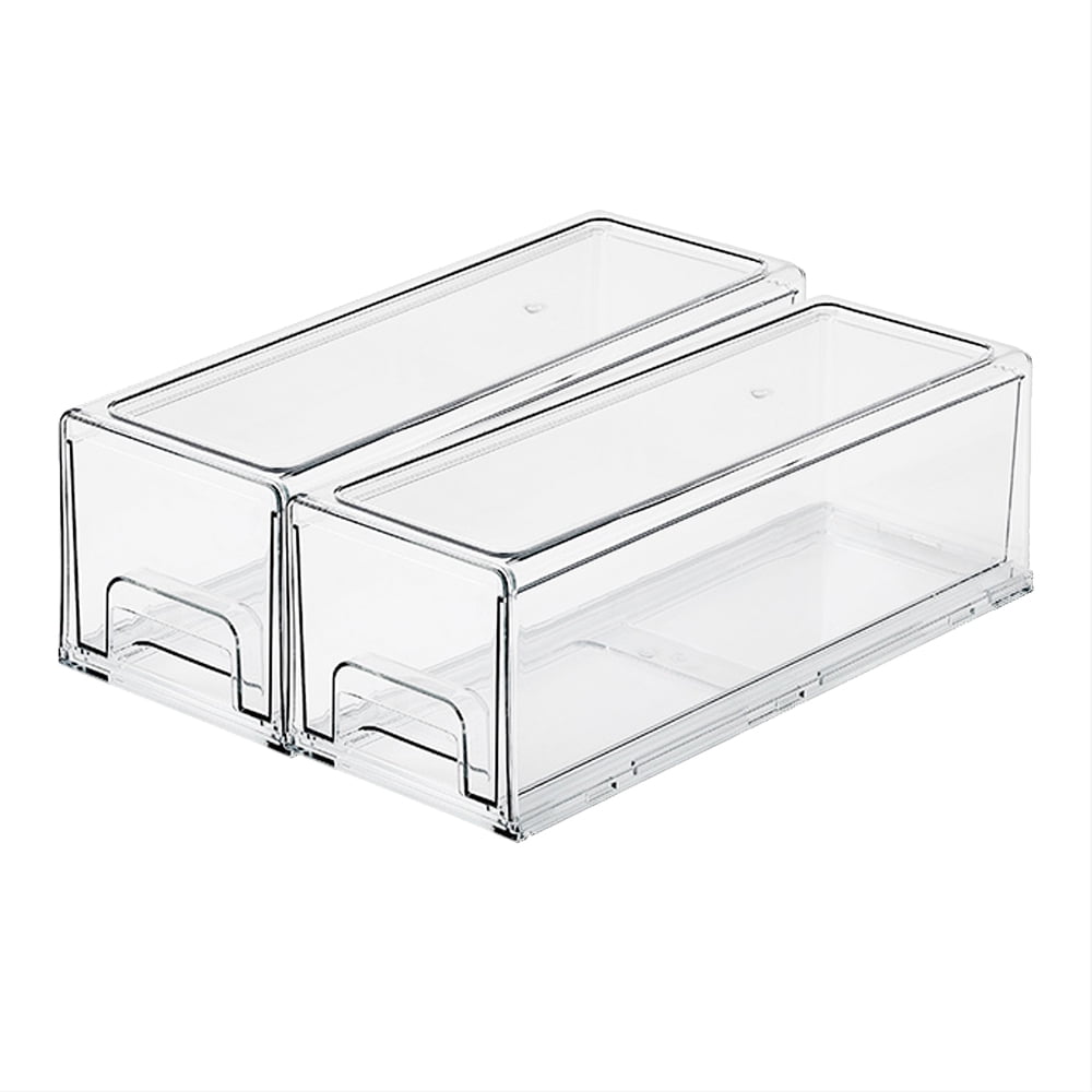 "Stackable Plastic Refrigerator Organizer Bins, Pull-Out Container for ...