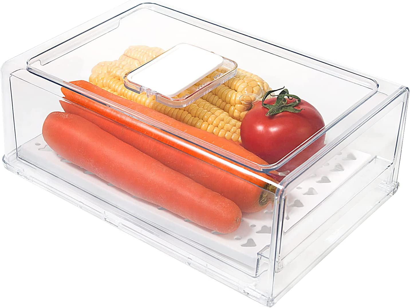 Stackable Refrigerator Organizer Drawers with Removable Drain Tray ...