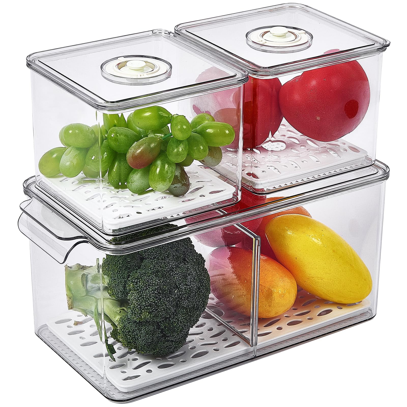 Stackable Refrigerator Organizers and Storage Bins with Lids, BPA-Free ...