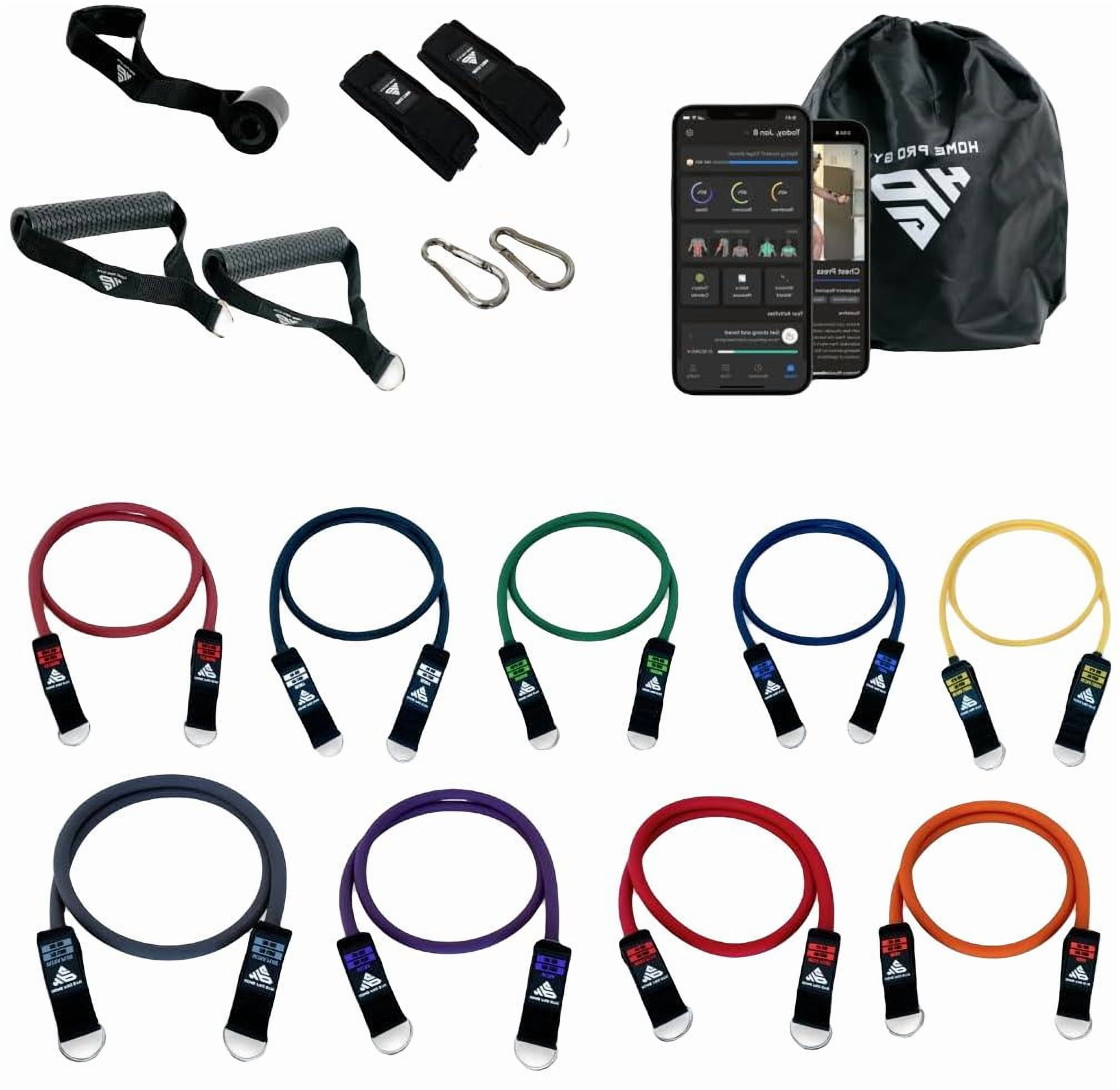 Stackable Resistance Band Set - with Up to 450LBS of Resistance, Band Bar, Premium Handles ...