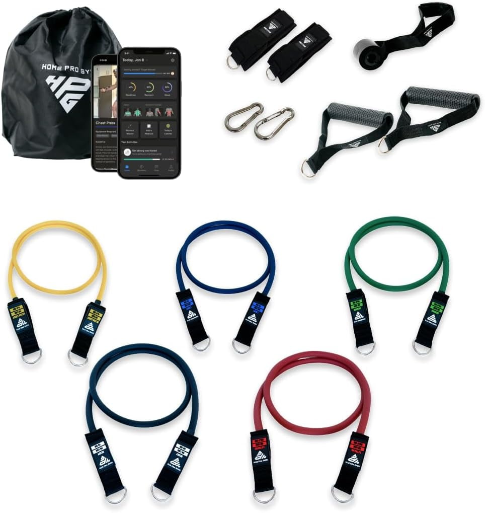 Stackable Resistance Band Set - with Up to 450LBS of Resistance, Band ...