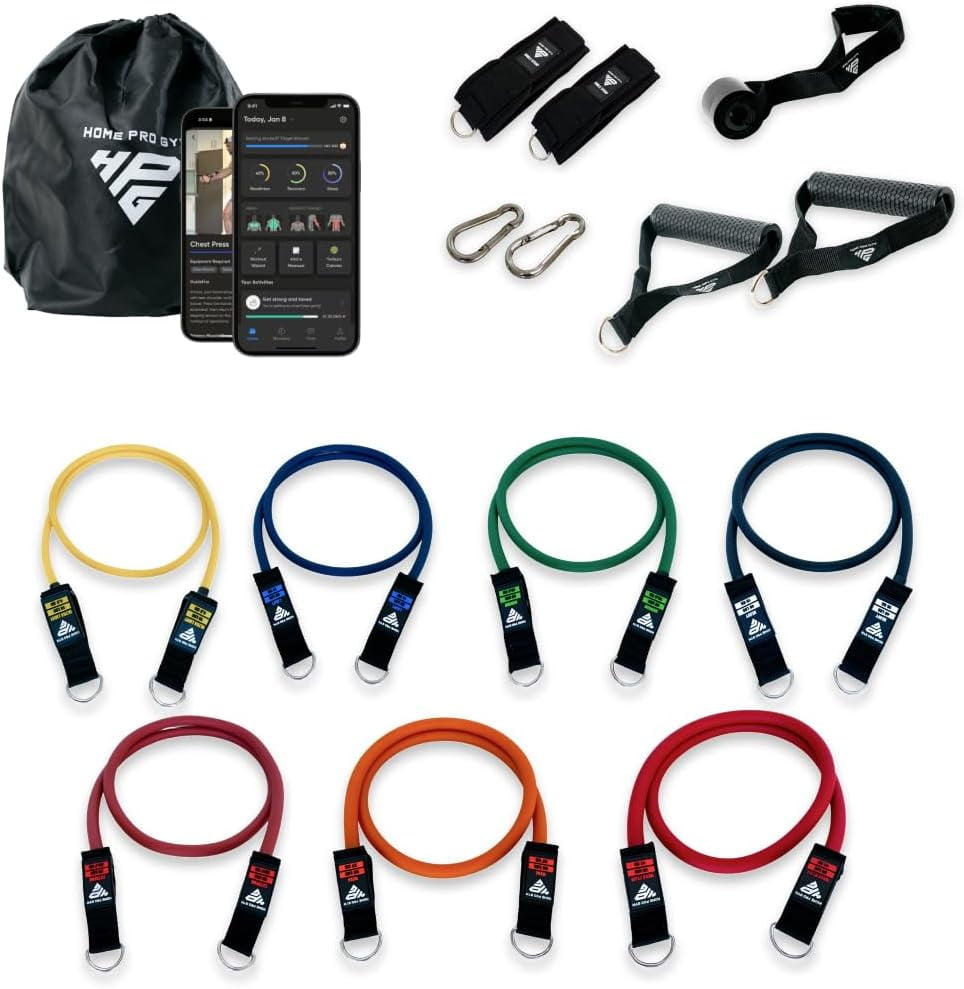 Stackable Resistance Band Set - with Up to 450LBS of Resistance, Band ...