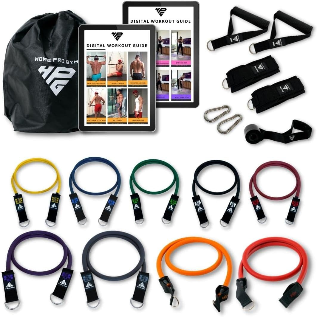 Stackable Resistance Band Set - with Up to 450LBS of Resistance, Band ...