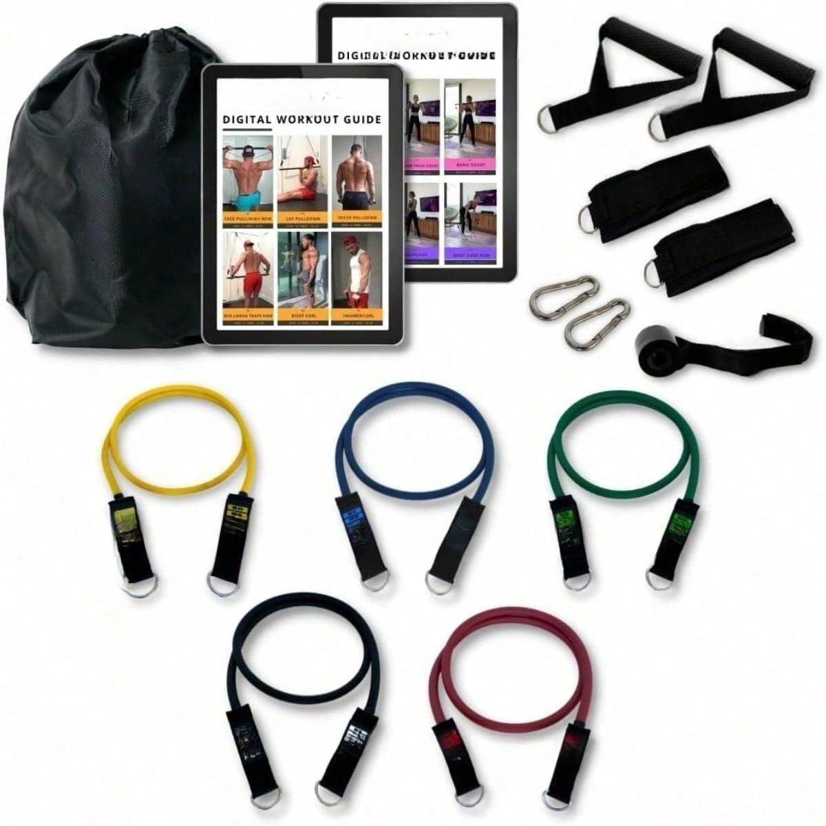Stackable Resistance Band Set - with Up to 450LBS of Resistance, Band ...
