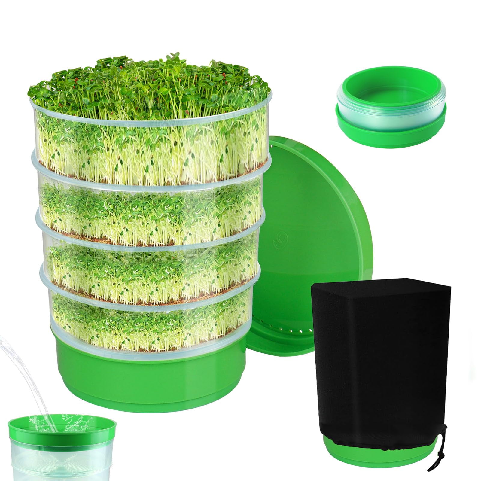 Stackable Seed SprouterTRDN Kit, Microgreens Growing Kit with Drain and ...
