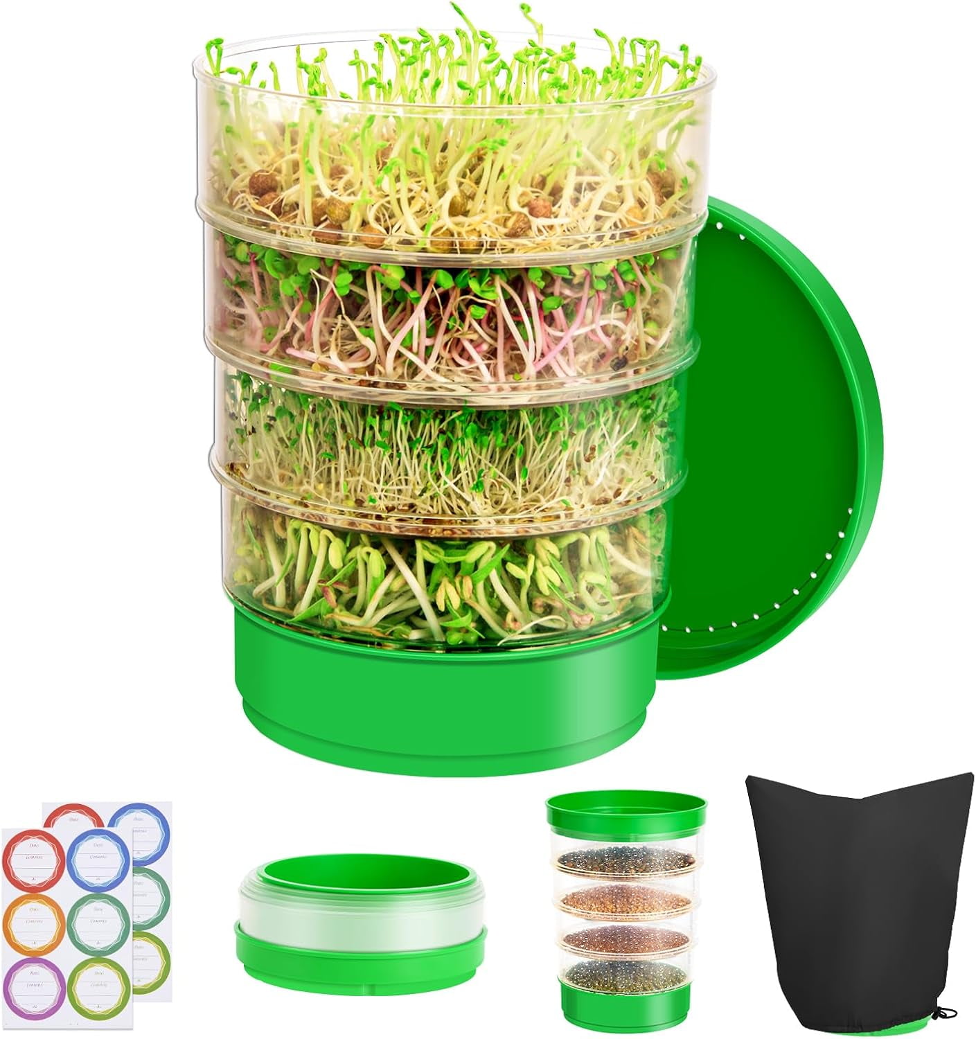 Stackable Seed Sprouting Kit, 4-Tier Mesh Sprouting Trays, Upgrade ...