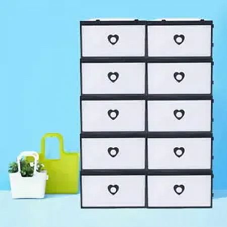 Stackable Shoe Box Drawer Plastic Shoes Container Storage Organizer ...
