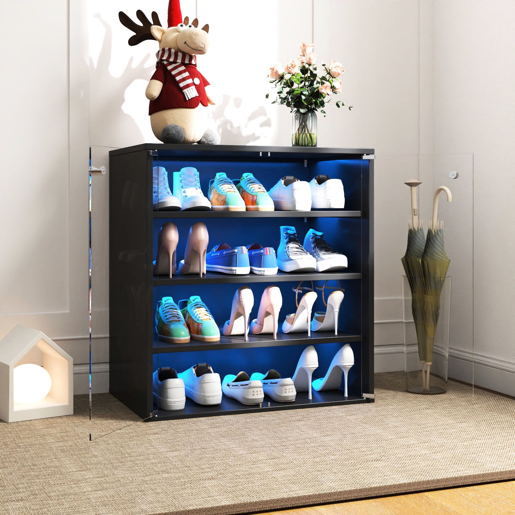 Stackable Shoe Box with RGB Light and Clear Glass - Showcase Collection ...