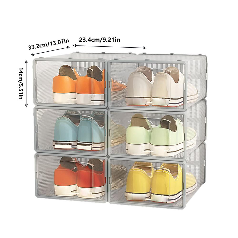 Stackable Shoe Boxes 6PCS Clear Stackable Shoe Organizer Bins Sneaker ...