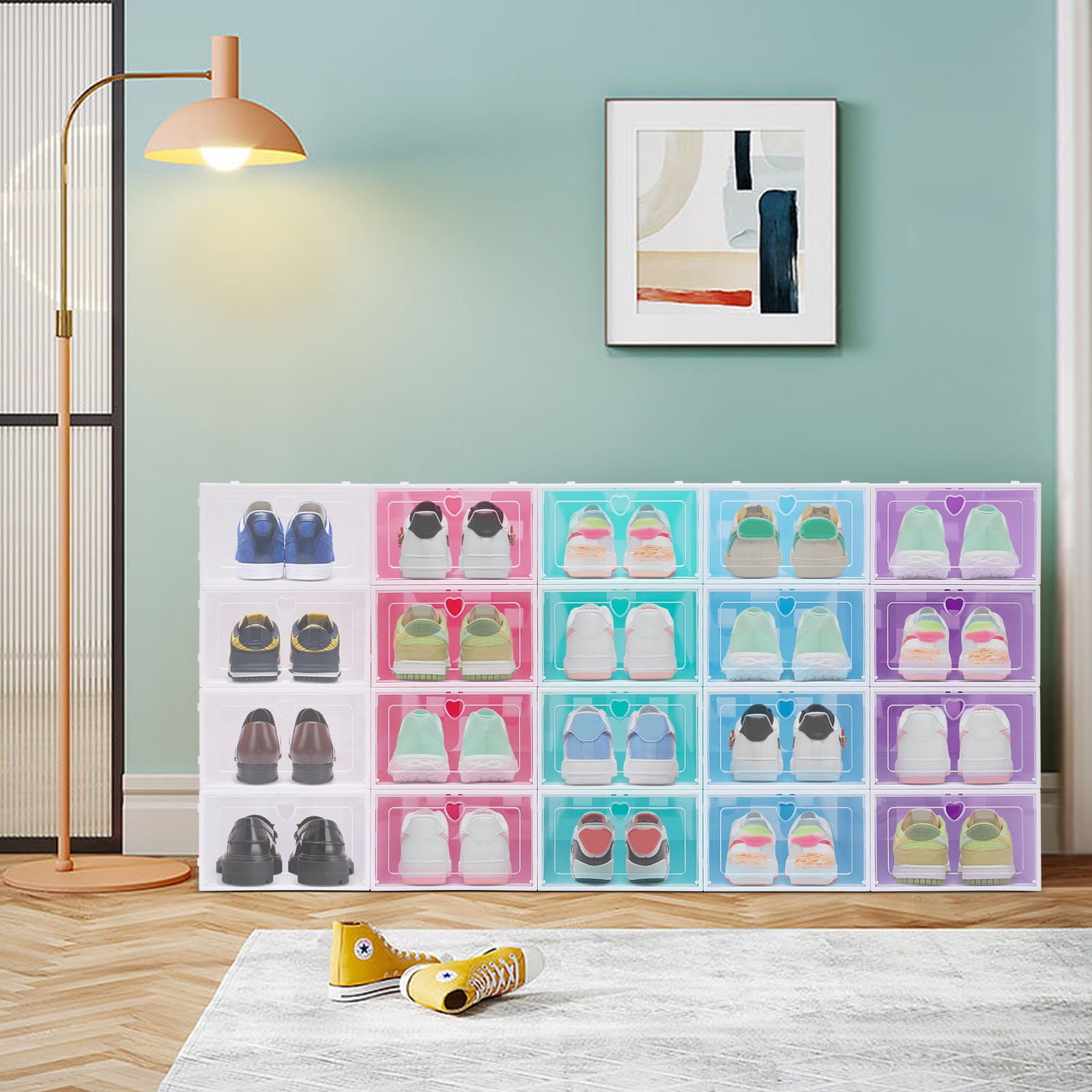 Stackable Shoe Boxes Set of 20 – Transparent, Foldable Storage ...