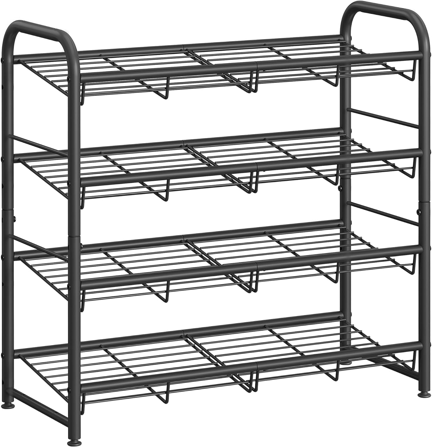 Stackable Shoe Rack, 4 Tier Metal Shoes Rack Storage Shelf, Holds up to ...
