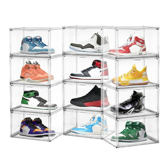 Stackable Shoe Storage Box for Closet Clear Sneaker Storage Organizer ...