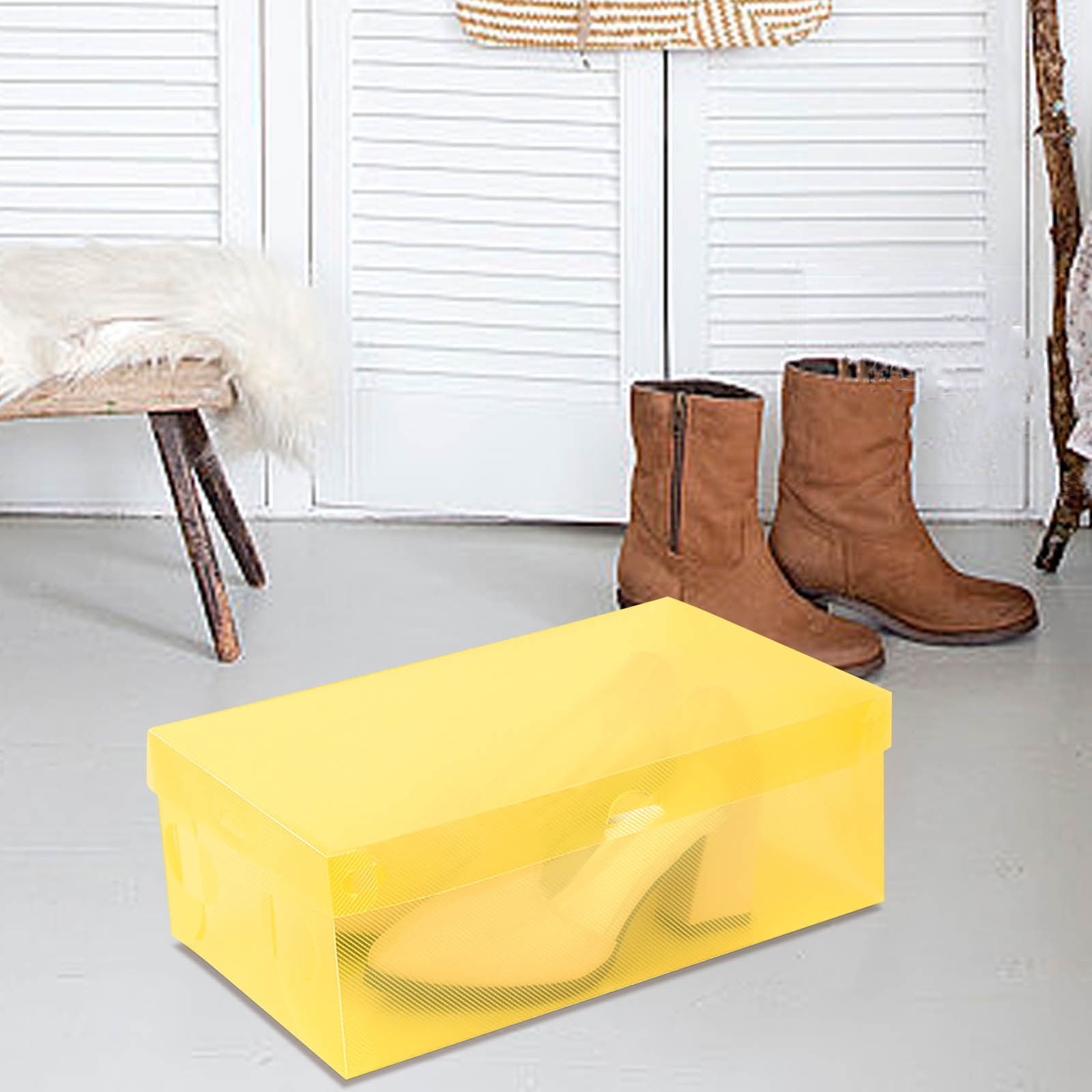Stackable Shoe Storage Box, Multicolor Transparent Plastic Shoe ...