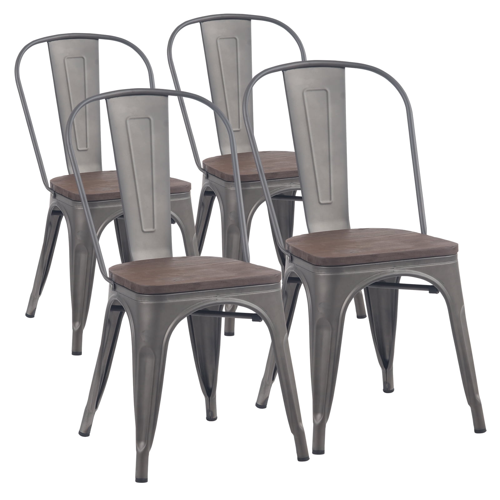 YOUNIKE Stackable Side Chairs, Metal Armless Dining Chairs, Indoor ...
