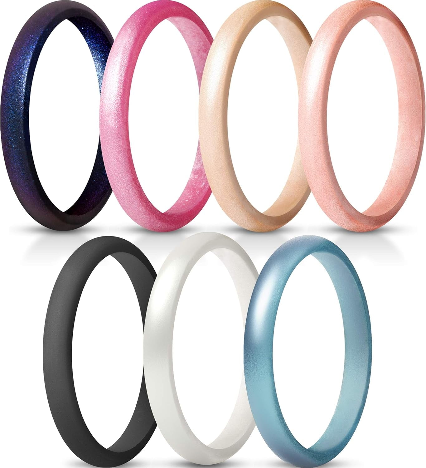 Stackable Silicone Wedding Rings for Women, Thin Rubber Engagement ...
