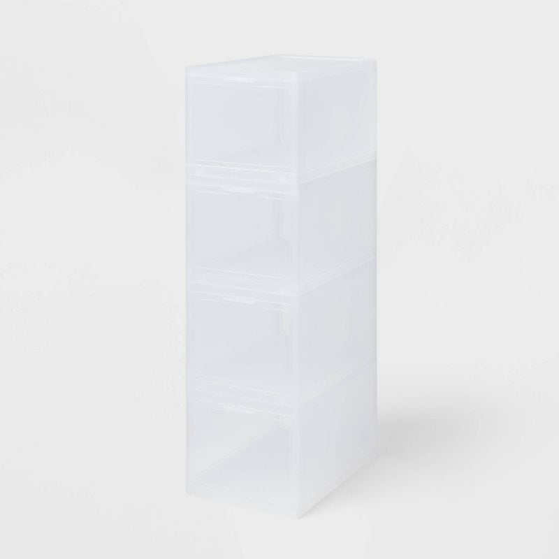 Stackable Small Bin Front Opening Clear Transparent Utility Storage ...