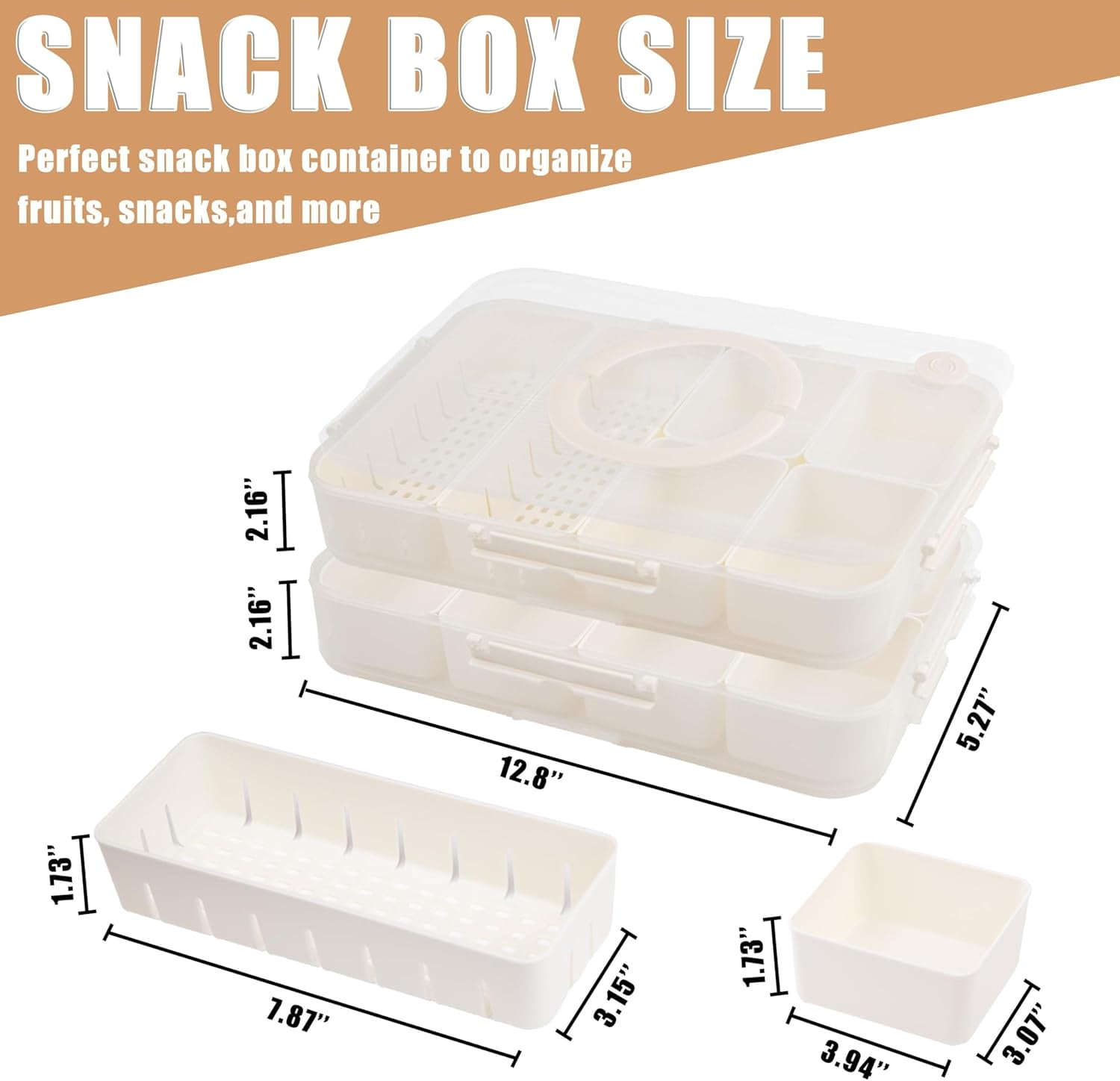 Stackable Snackle Box Container with 2 Lids - 14 Compartment Snack ...