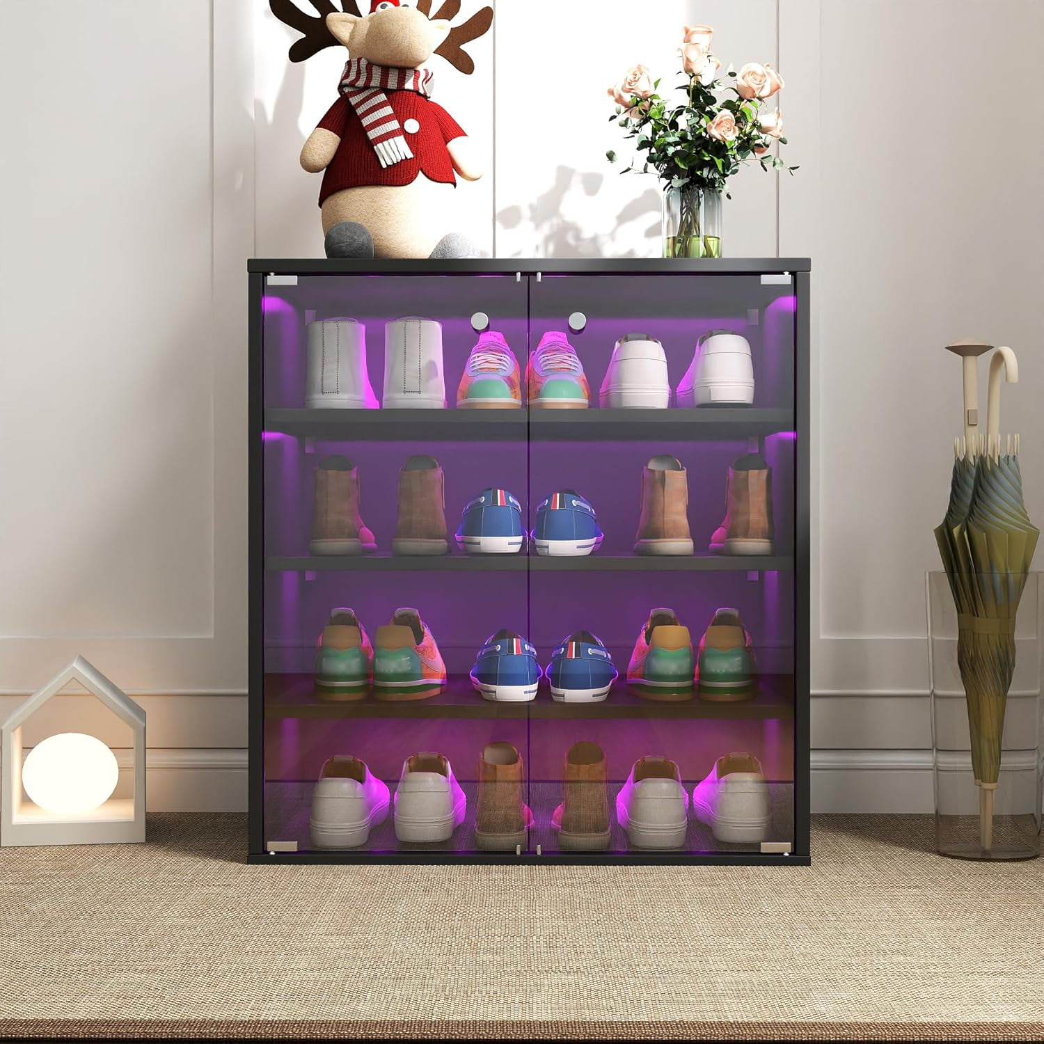 Stackable Sneaker Storage with LED Lights for Up to 12 Pairs of Shoes ...