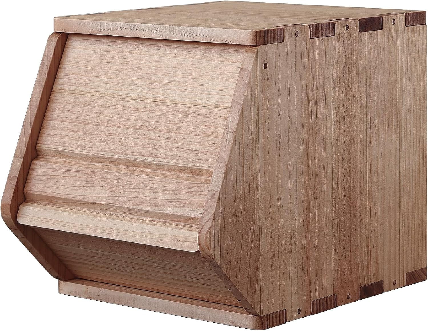 Stackable Solid Wood Storage Chests,Bins with Lids,Modular Wooden Toy ...
