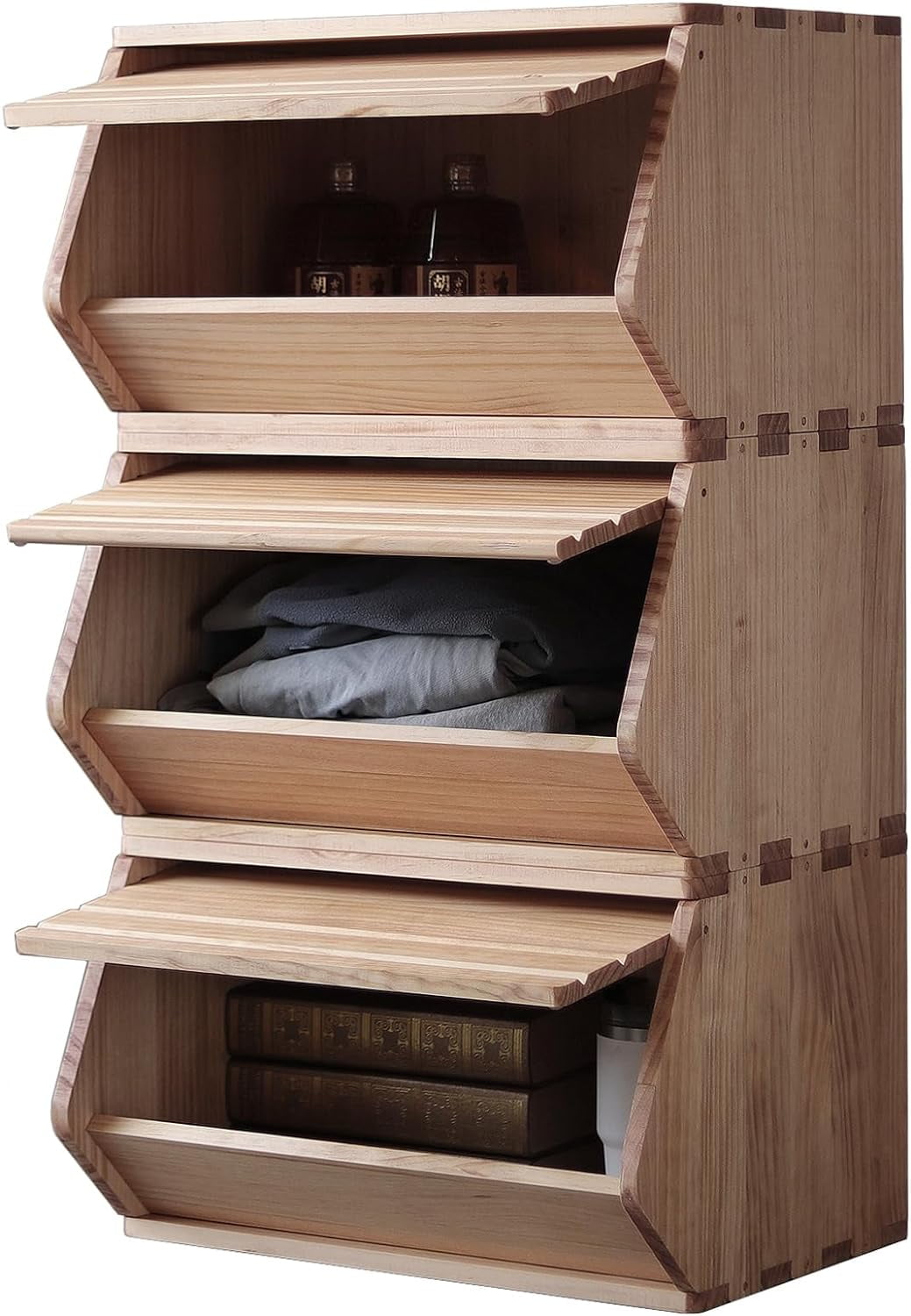 Stackable Solid Wood Storage Chests,Hall Entryway Cabinet,Modular ...