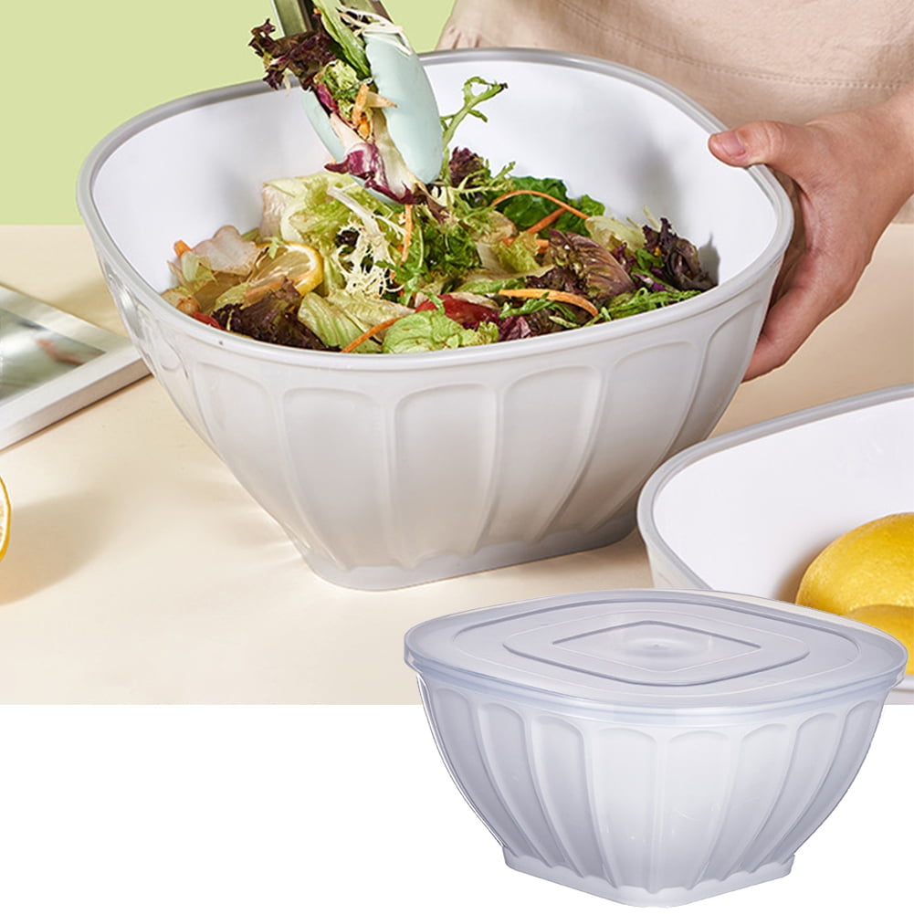 Stackable Square Plastic Bowl with Lid Salad Bowl for Meal Prep Kitchen ...