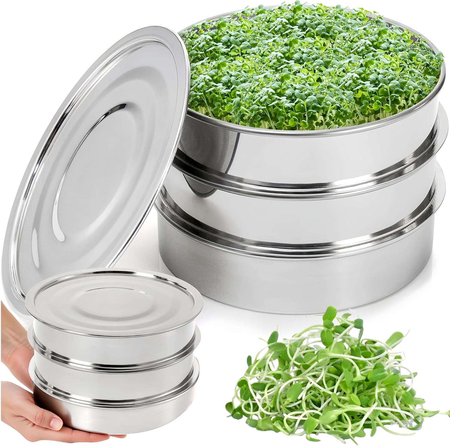 Stackable Stainless Steel Seed Sprouting Kit, 3-Tier Mesh Germination ...