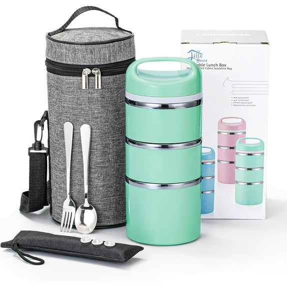 Stackable Stainless Thermal Compartment Lunch/Snack Box, 3-Tier ...