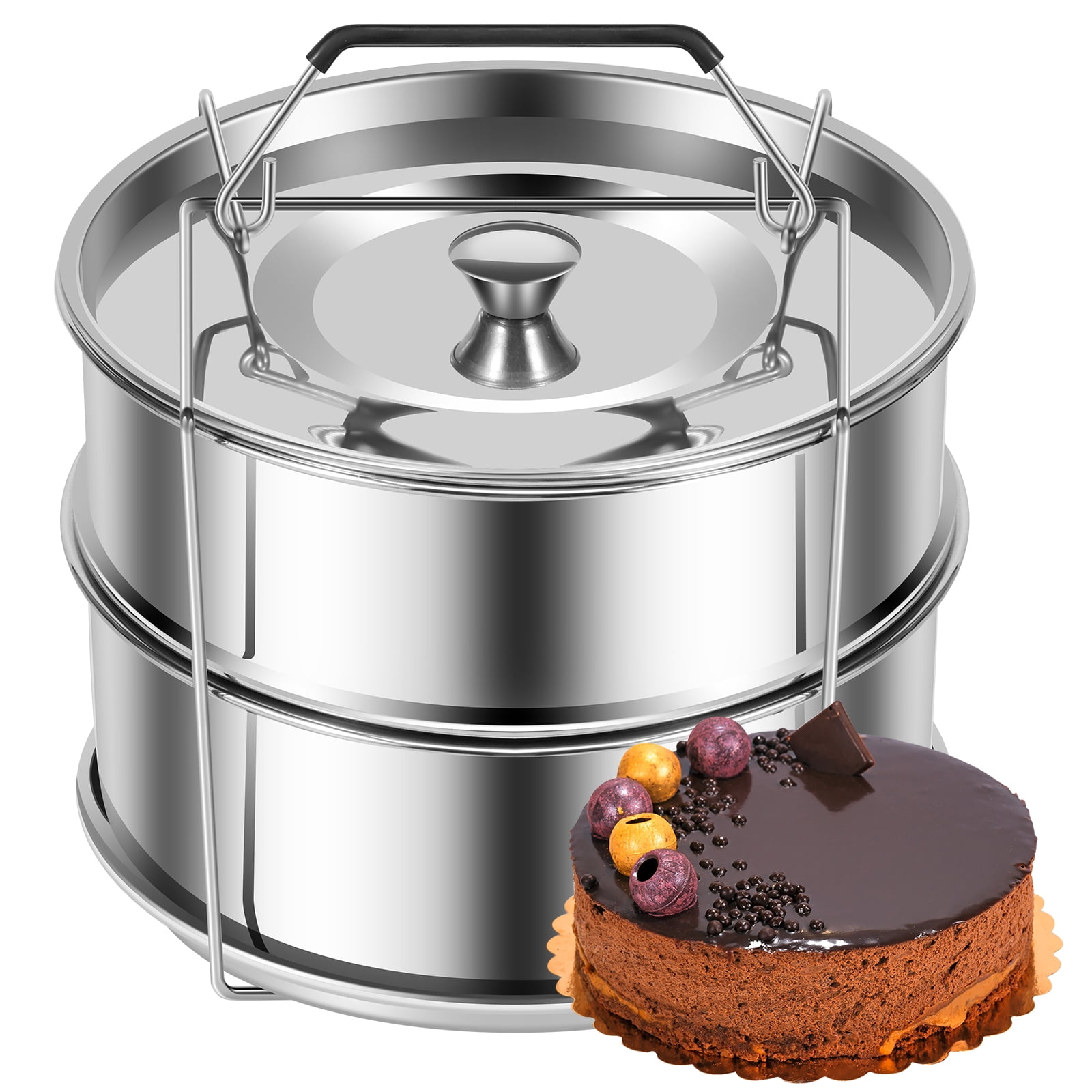 Stackable Steamer Insert Pans,2 Tier Stainless Steel Pot-in-Pot Baking ...
