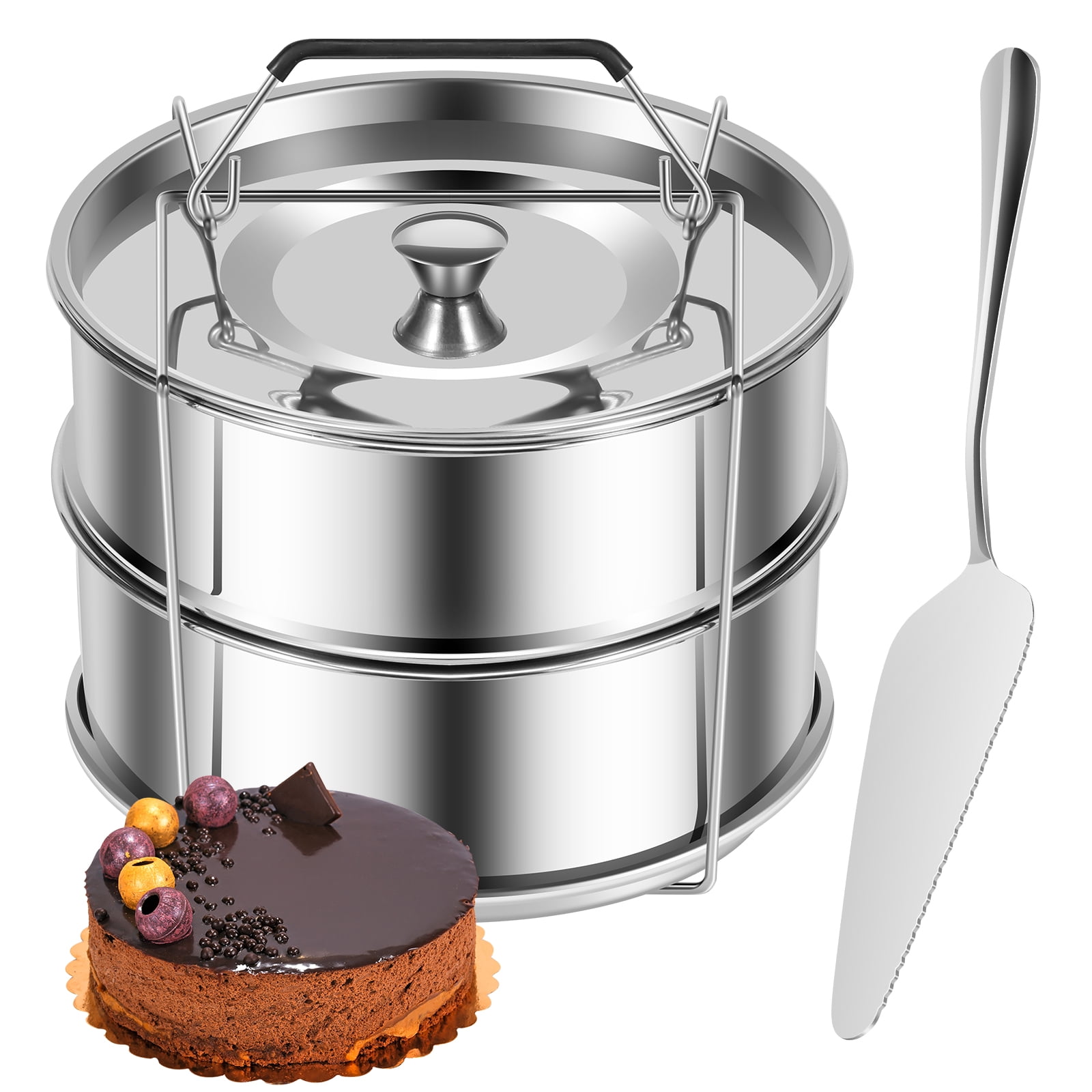 Stackable Steamer Insert Pans,2 Tier Stainless Steel Pot-in-Pot Baking ...