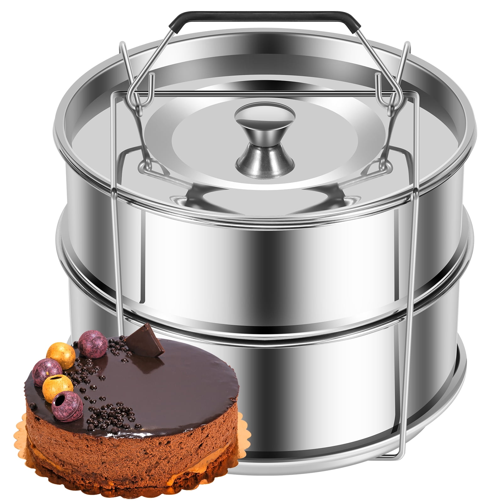 Stackable Steamer Insert Pans with Handle Lid 304 Stainless Steel ...