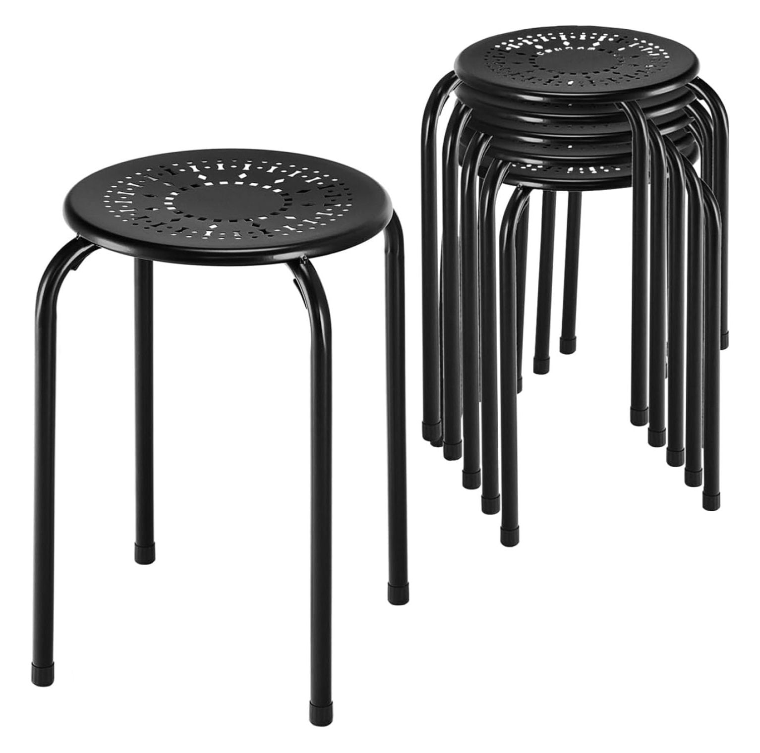 Stackable Stools 6 Pack, Portable Stacking Bar Stools Iron Round ...