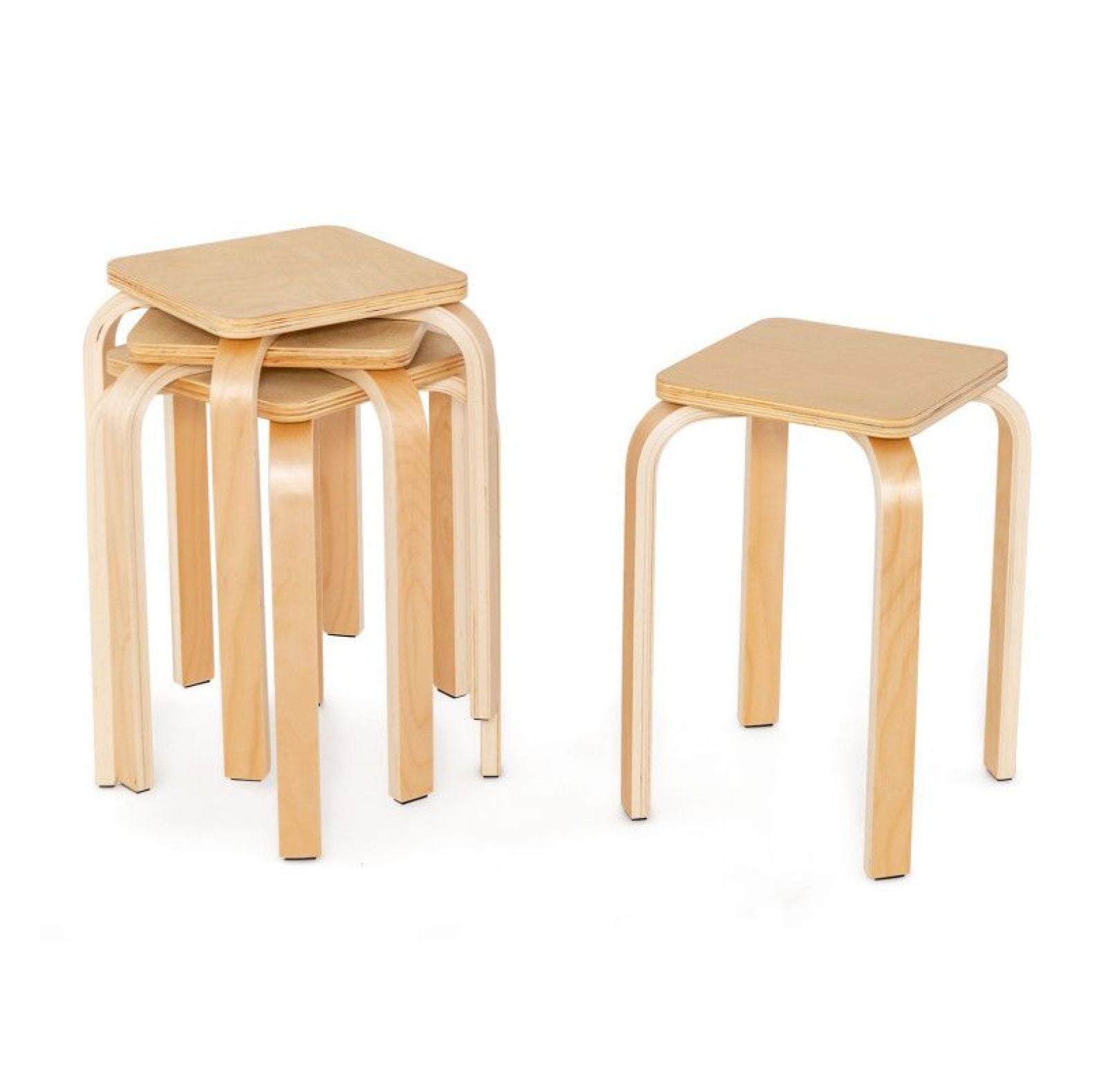 Stackable Stools Set of 4 with Square Top and Rounded Corners - Walmart.com