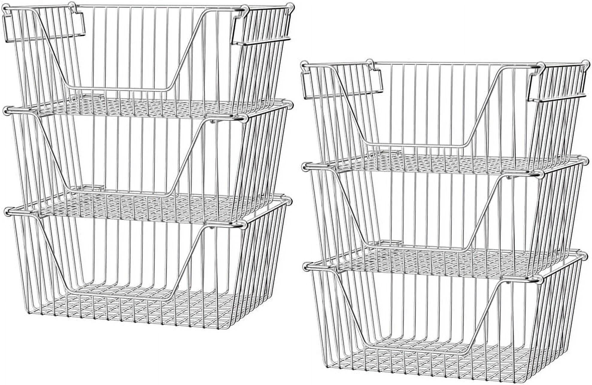 Stackable Storage Baskets Stainless Steel Cabinet Organizer Sturdy ...