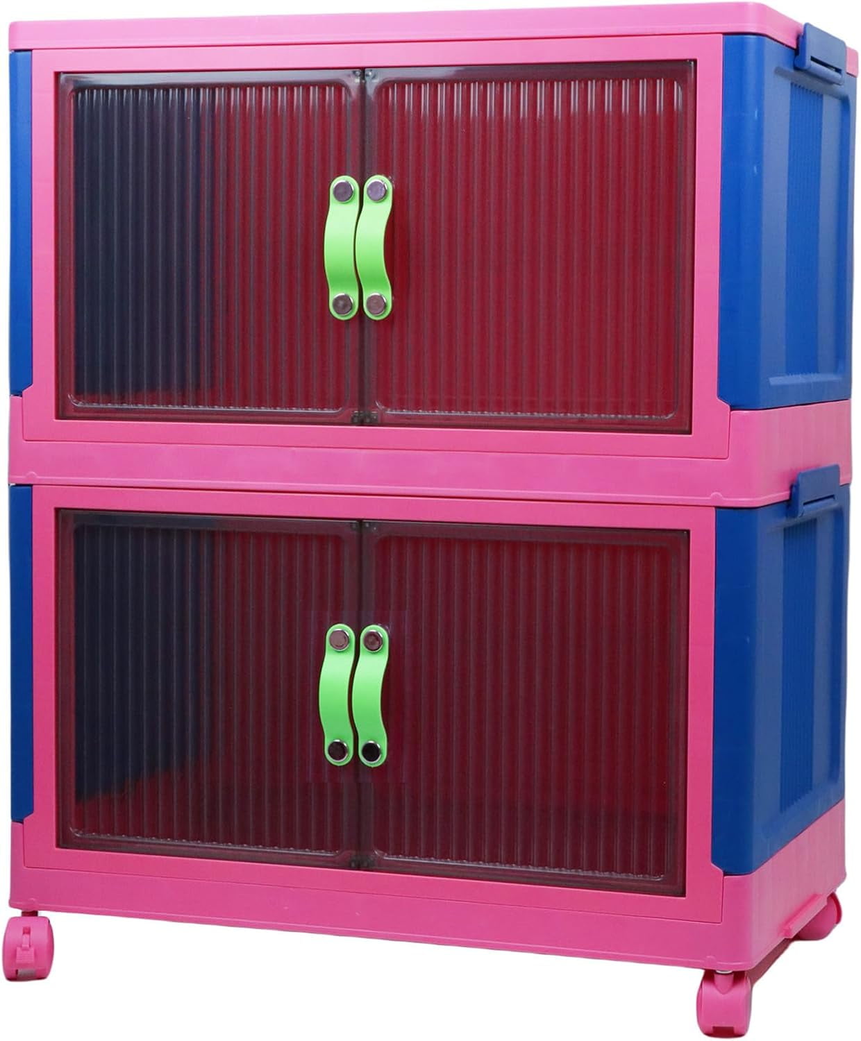 Stackable Storage Bins,24 Gallon Pink Organization Bin, Collapsible ...