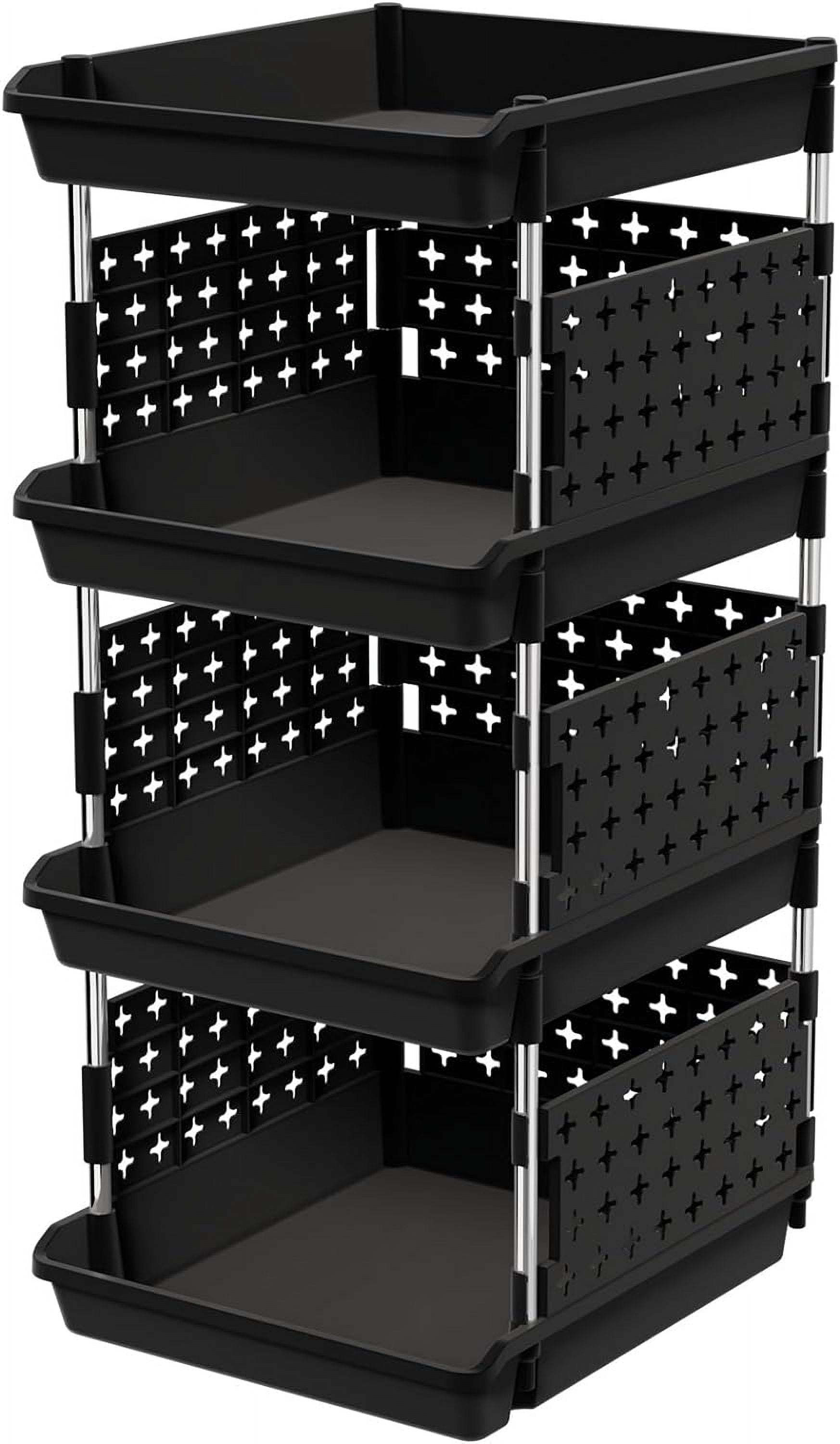 Stackable Storage Bins, 4 Tier Stackable Baskets for Closet, Playroom ...