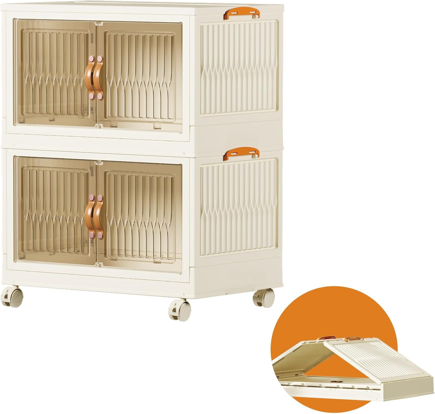 Stackable Storage Bins 60 Qt, Folding Storage Box with Lids and Doors ...