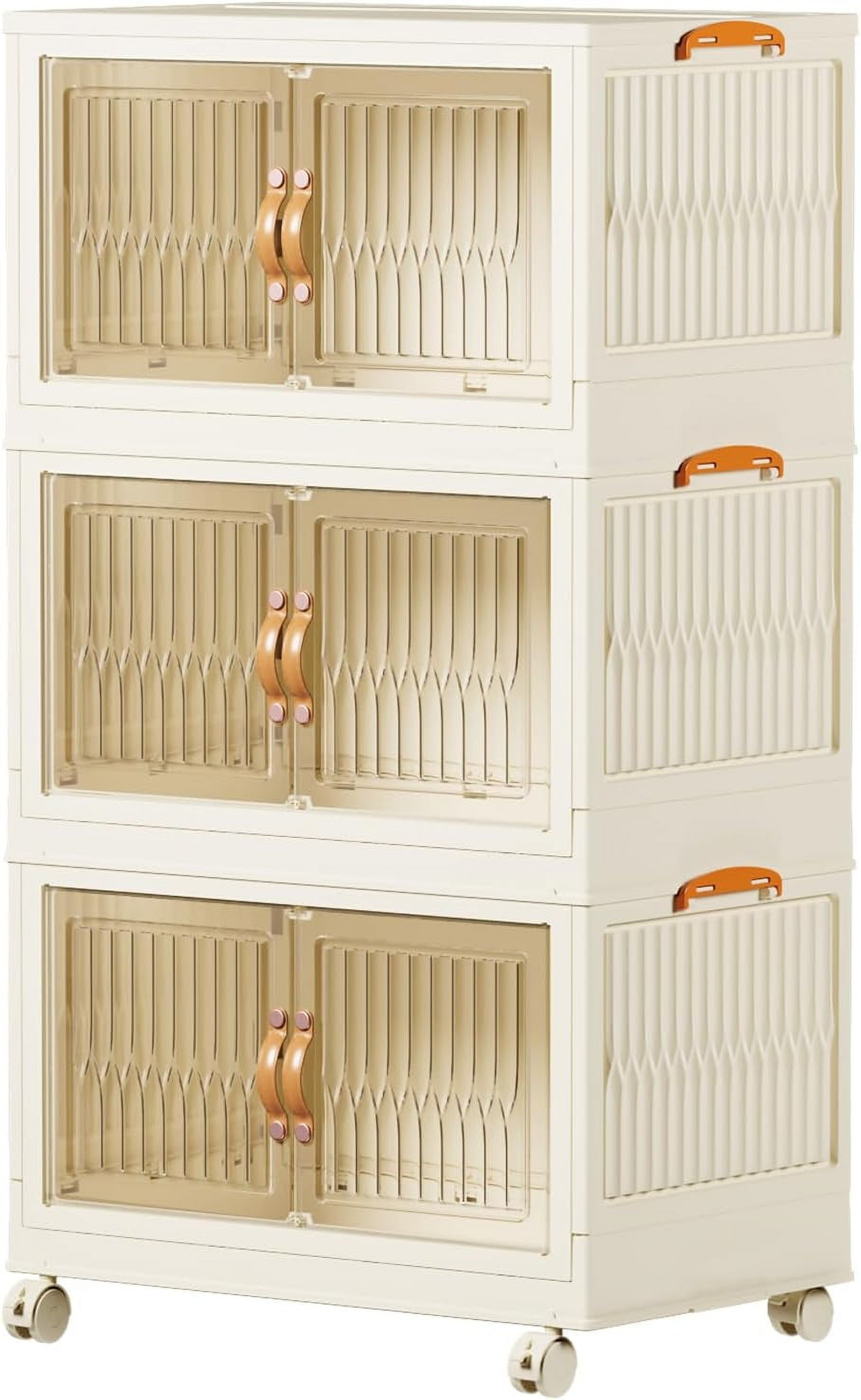 Stackable Storage Bins 60 Qt, Folding Storage Box with Lids and Doors ...