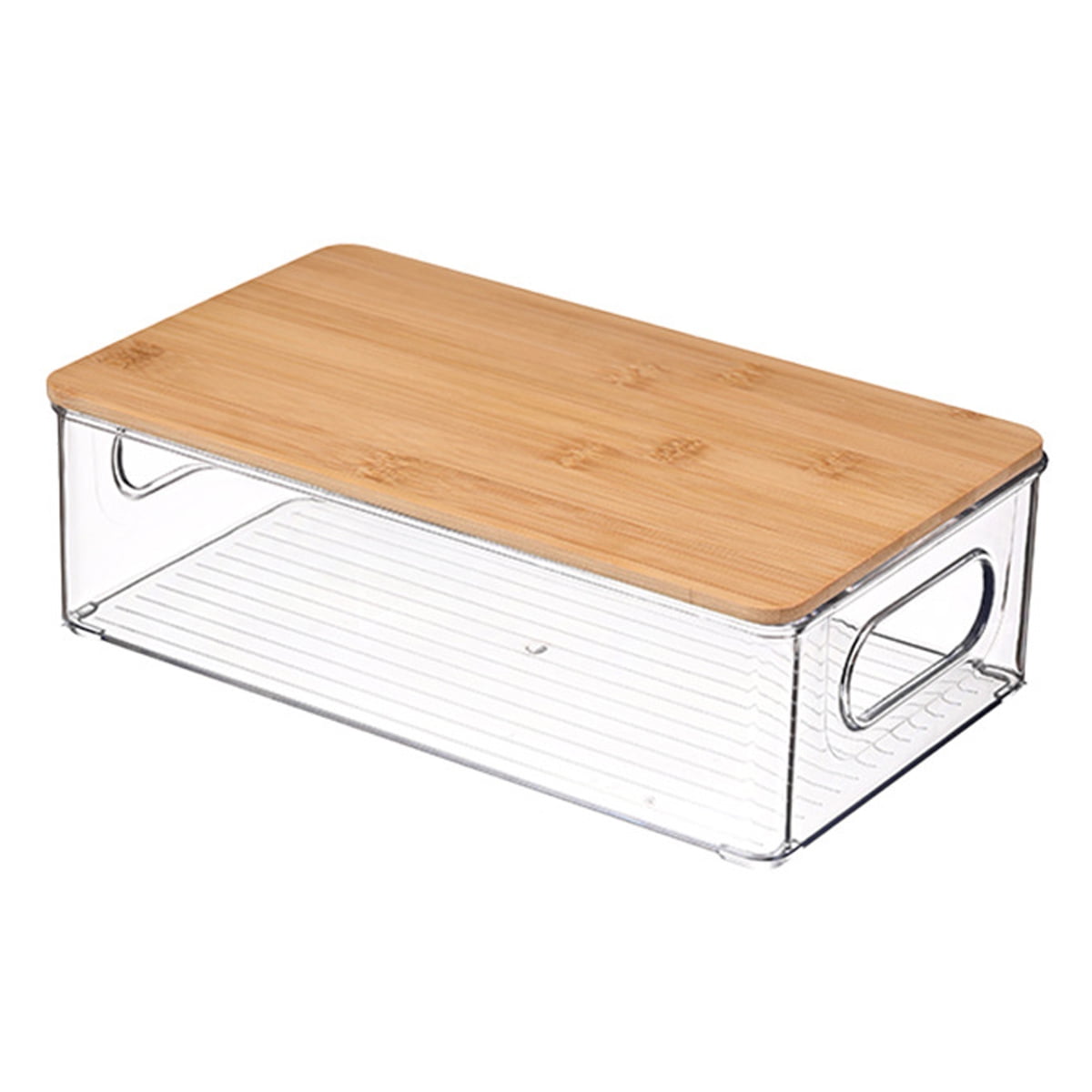 Stackable Storage Bins with Bamboo Top - Kitchen Counter Organizer ...