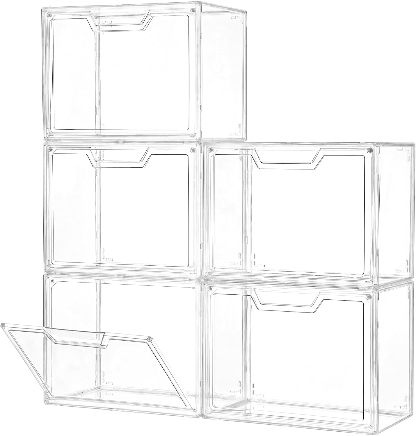 Stackable Storage Bins, Clear Acrylic Display Case, 5-Pack Acrylic ...