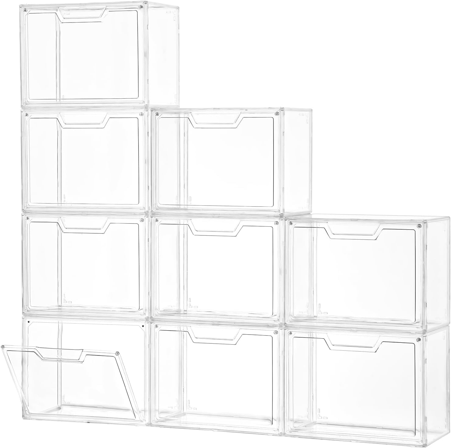 Stackable Storage Bins, Clear Acrylic Display Case, 9-Pack Acrylic ...
