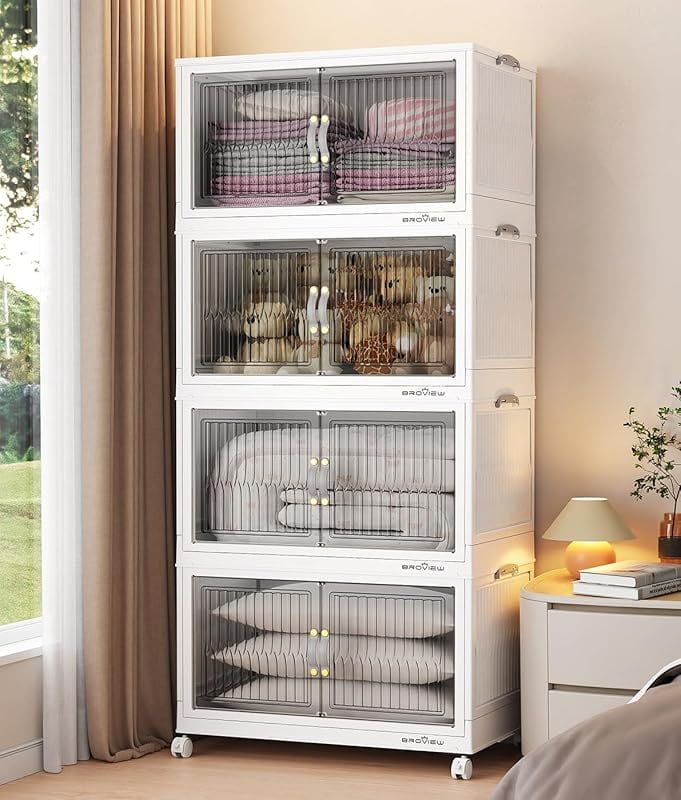 Stackable Storage Bins with Lid, Closet Organizer and Storage Drawer ...