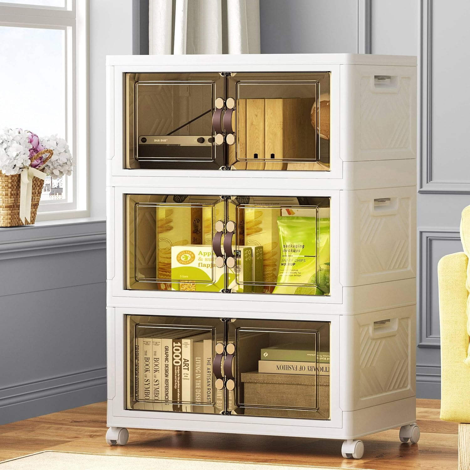 Stackable Storage Bins with Lids,Closet Organizers and Storage with ...