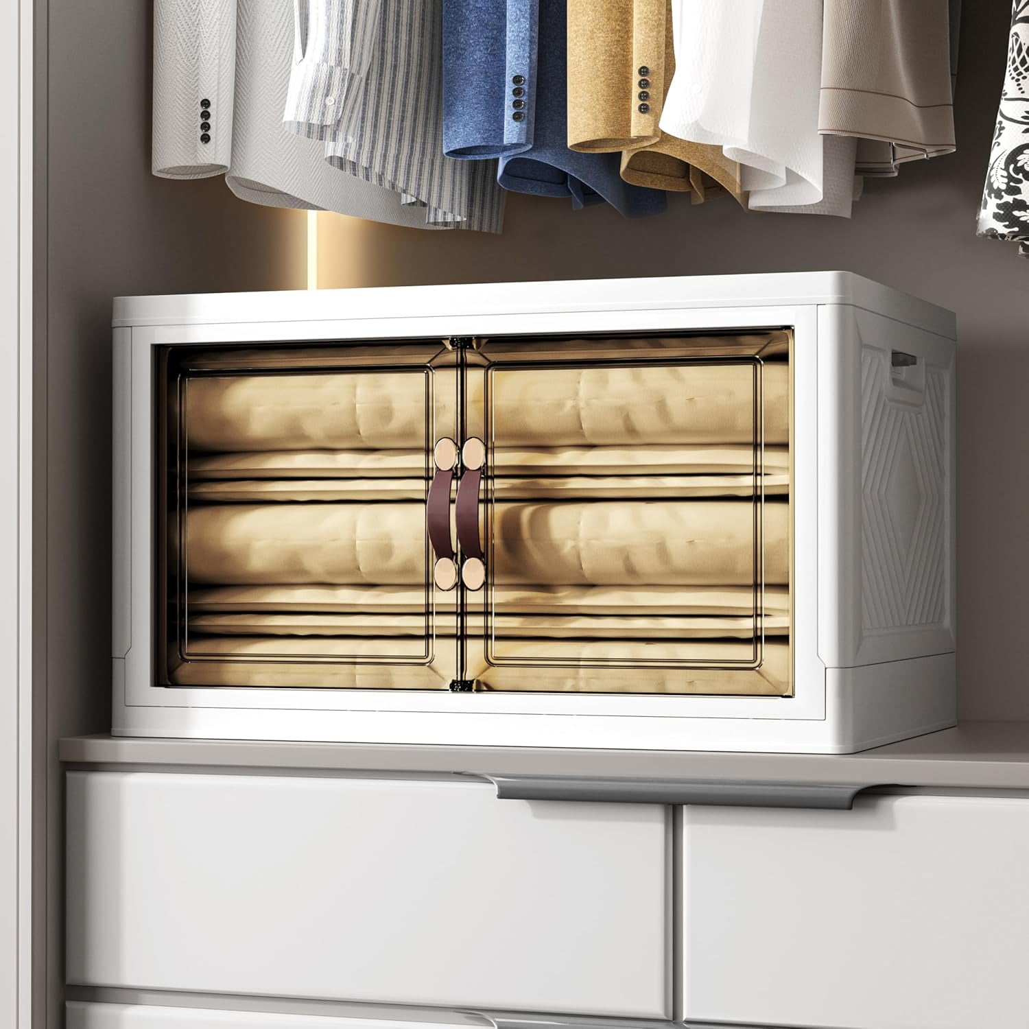 Stackable Storage Bins with Lids,Closet Organizers and Storage with ...